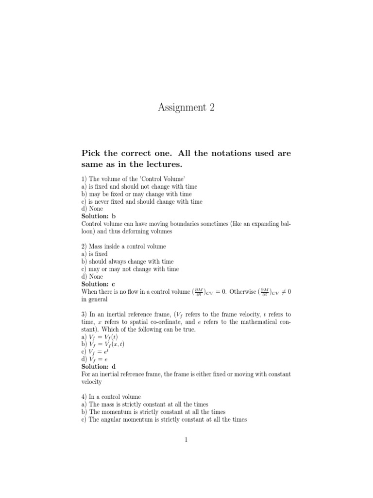 NPTEL Assignment 2 With Solutions | PDF | Liquids | Dynamics (Mechanics)