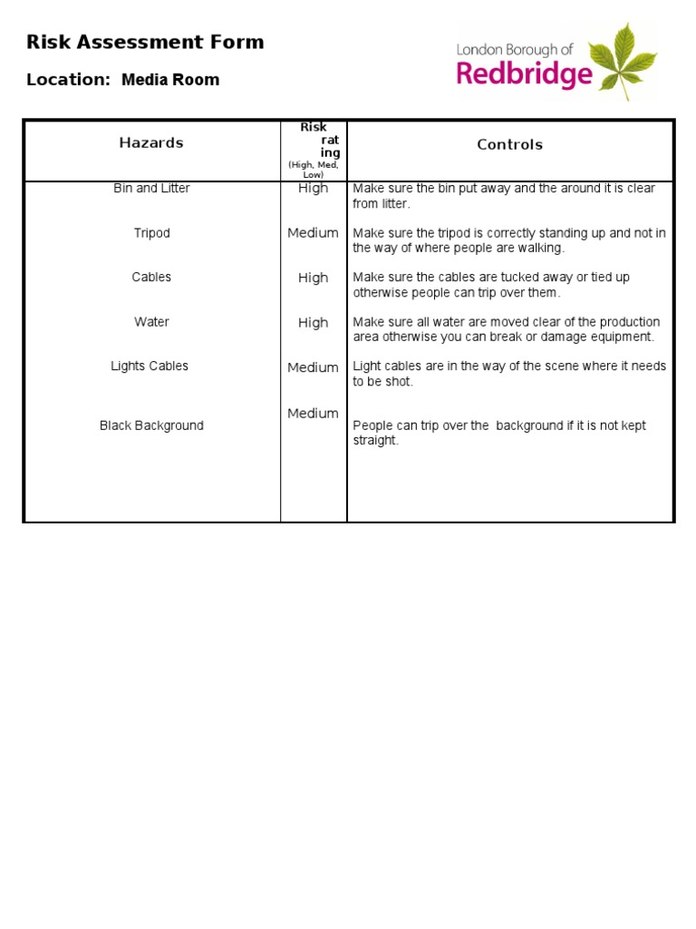 Media Room Risk Assessment Guide | PDF