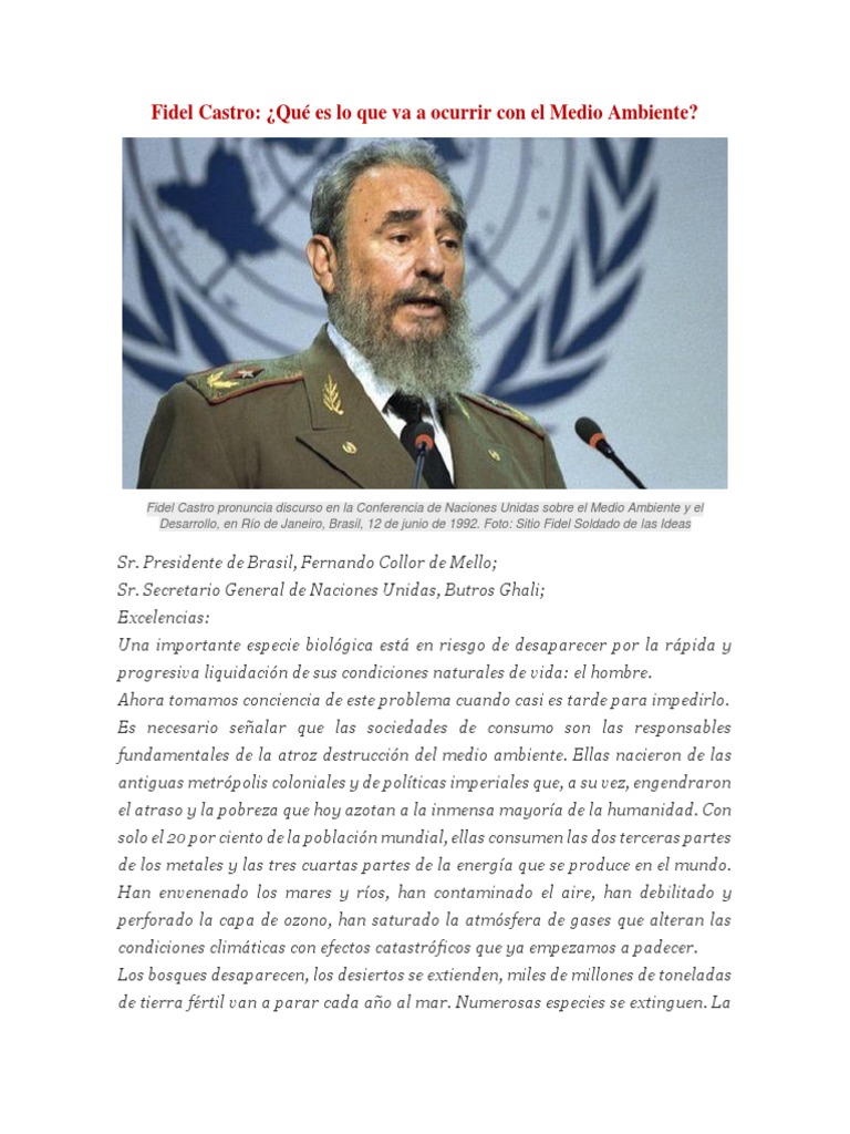 Discurso de Fidel Castro. | PDF | Entorno natural | Pobreza