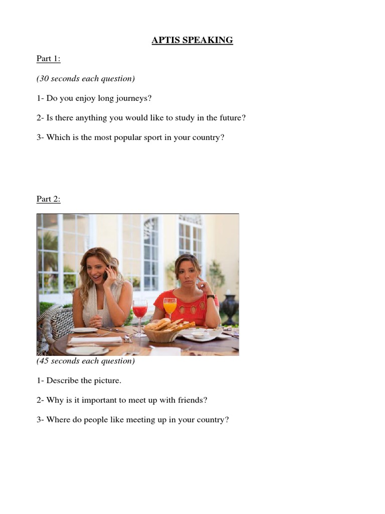 Aptis Speaking Test , APTIS Speaking Part 1: Sample Questions, Model ...