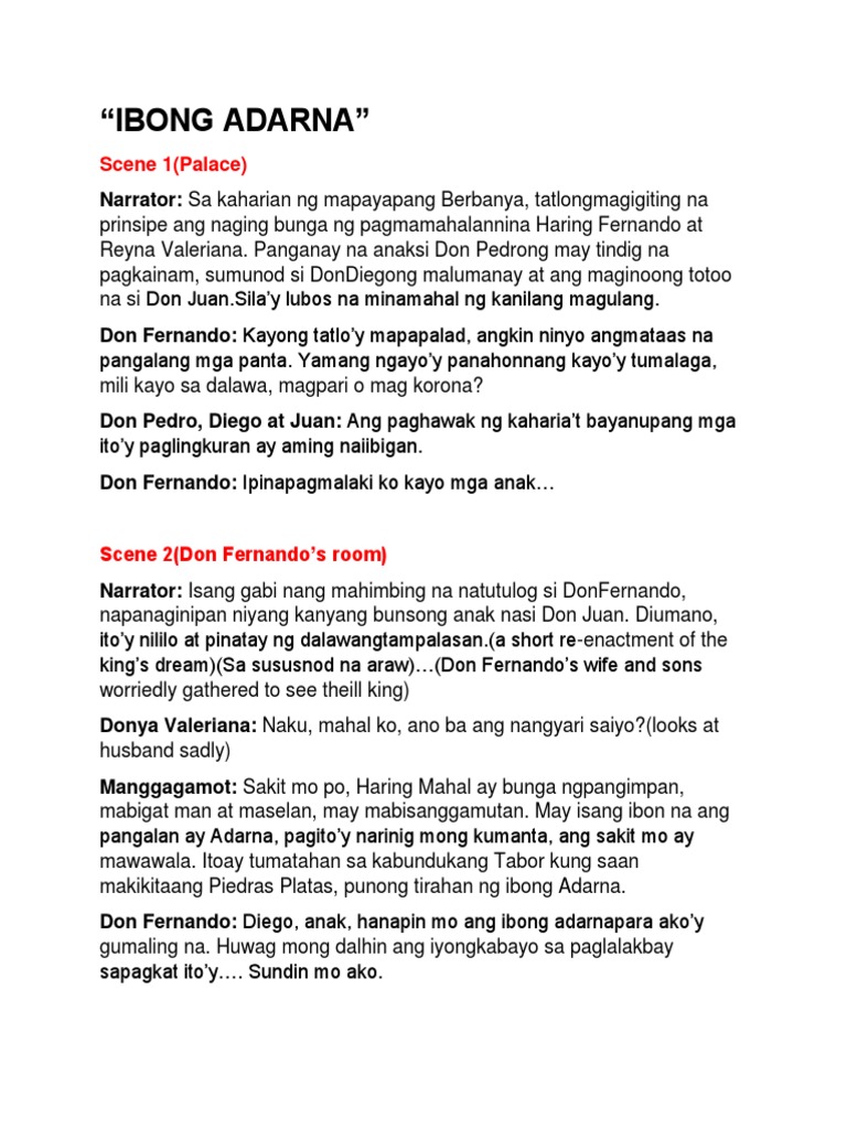 Ibong Adarna Script | PDF