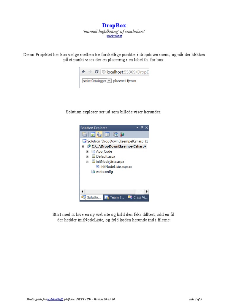 DropDownbox Manuel Befolkning Dotnet | PDF | Computers