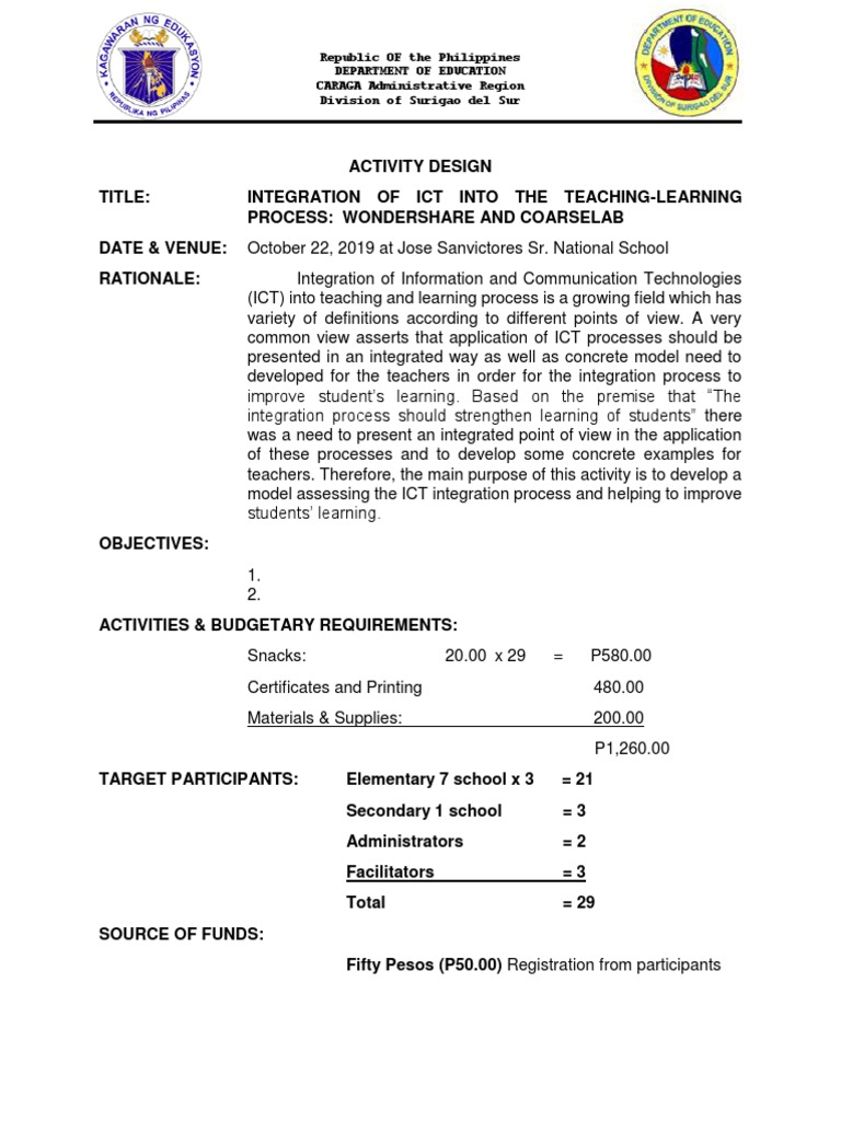 ACTIVITY DESIGN For ICT INTEGRATION | PDF | Educational Technology | Behavior Modification