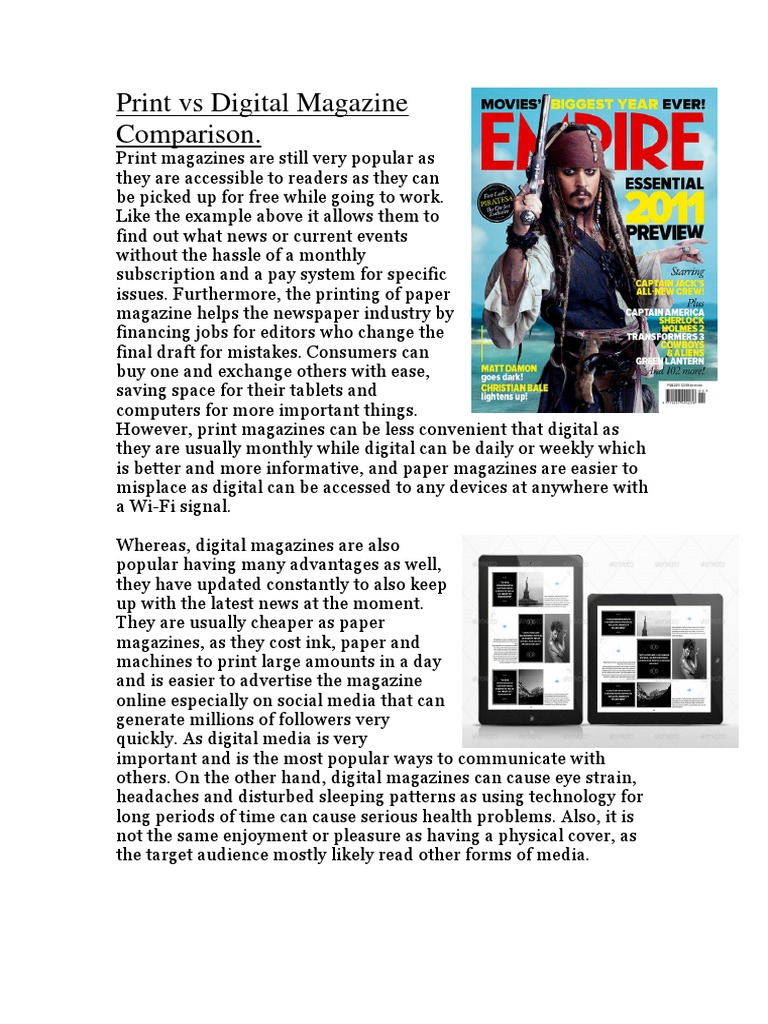 Print Vs Digital Magazine Comparison | PDF