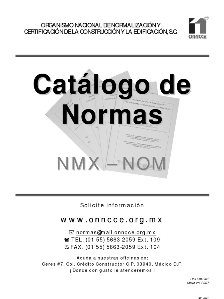 Catálogo Normas NMX y NOM | PDF