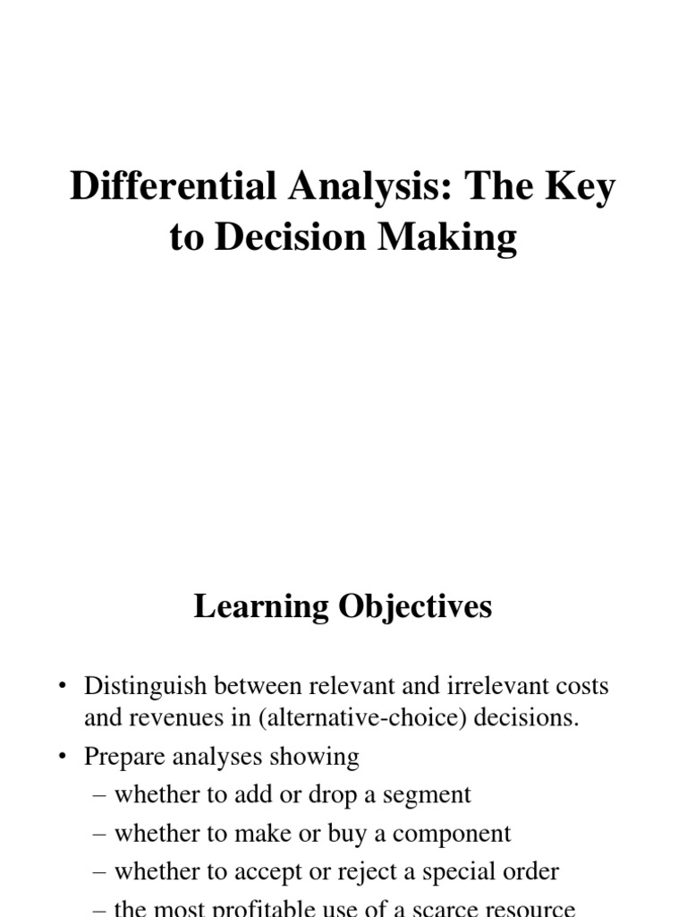 Differential Analysis | Download Free PDF | Decision Making | Cost