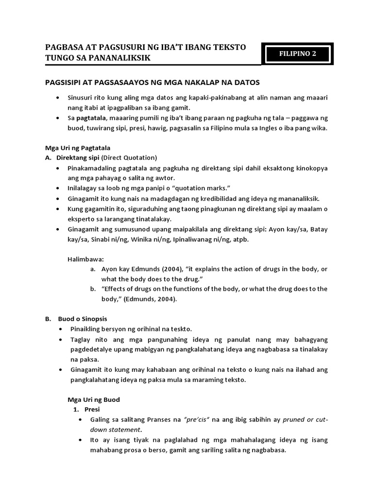 Module Pagsisipi | PDF
