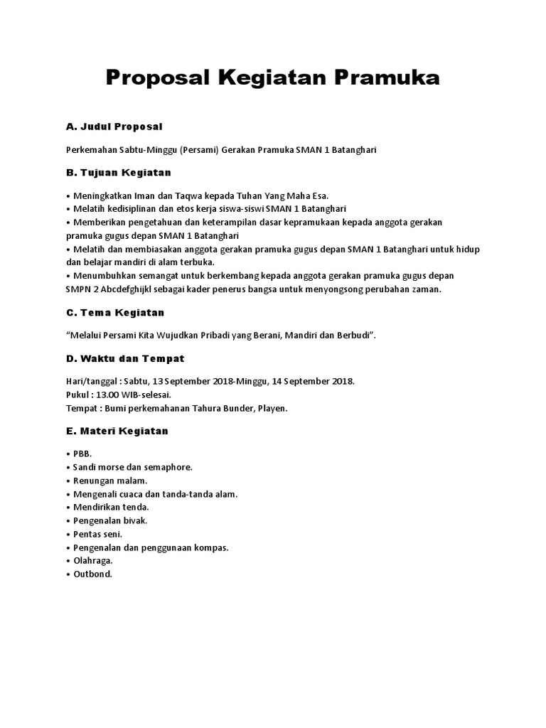 Proposal Kegiatan Pramuka | PDF