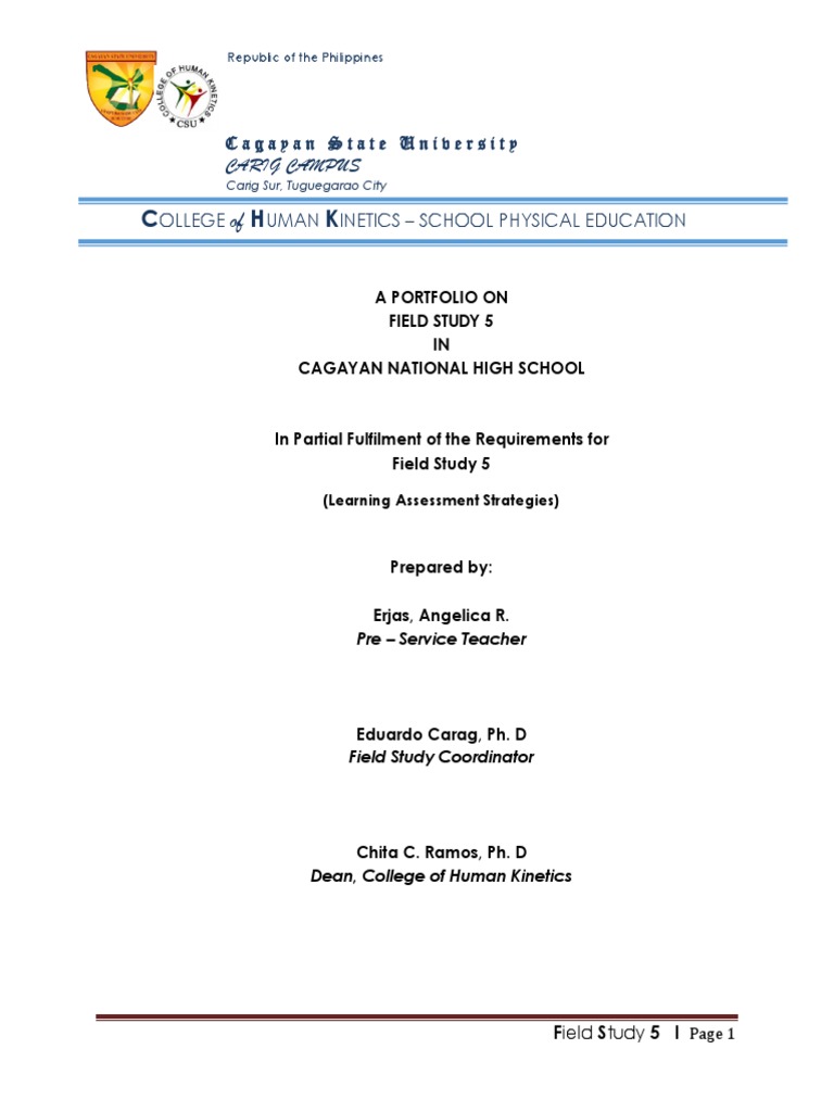 Field Study 5 Portfolio: Assessment Strategies | PDF | Educational ...