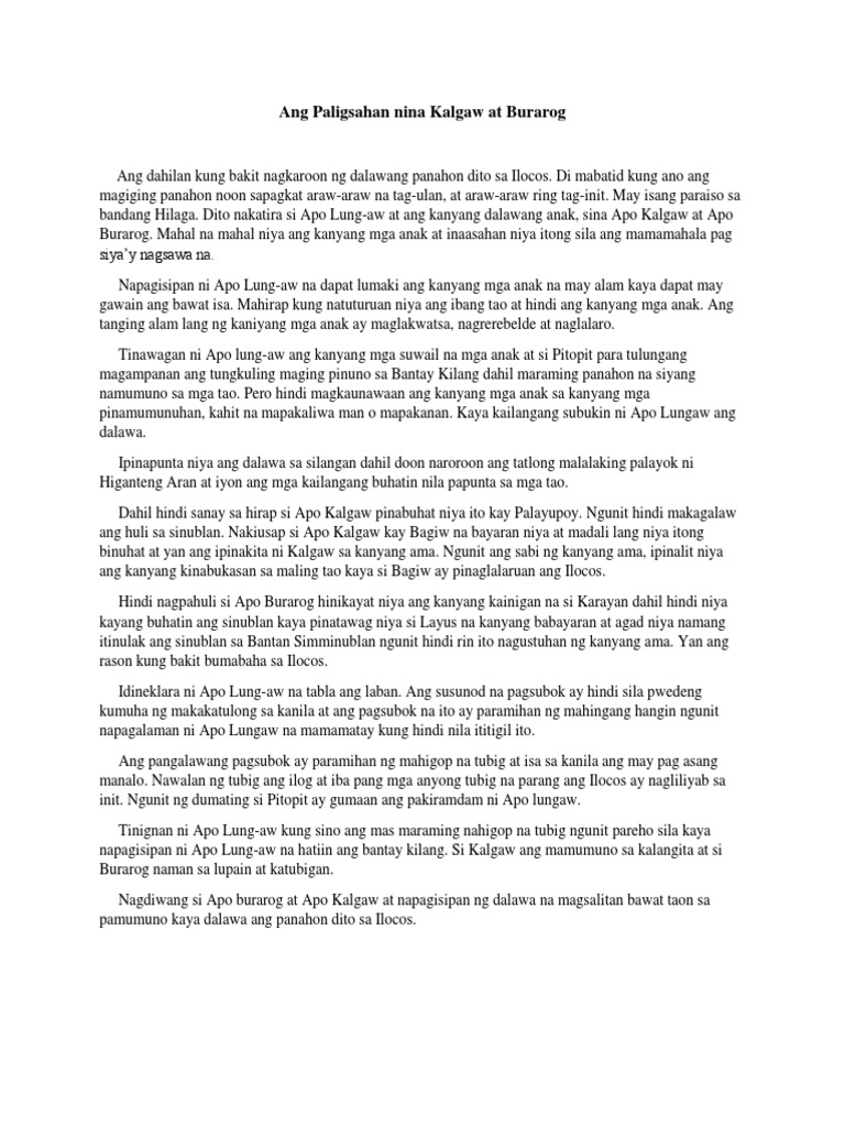 Ang Paligsahan Nina Kalgaw at Burarog RYAN CADIZ | PDF