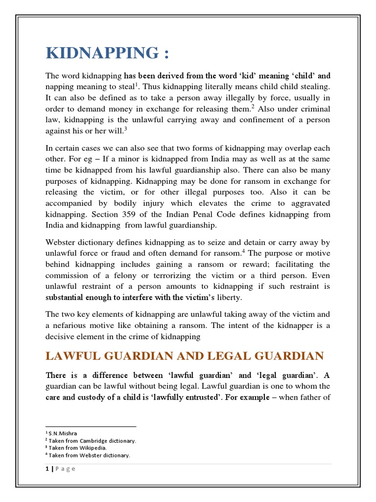 Ipc Kidnapping | PDF | Kidnapping | Legal Guardian