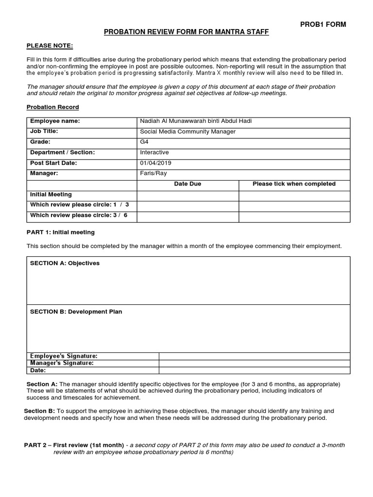 HR Probationary-Form | PDF | Probation | Employment