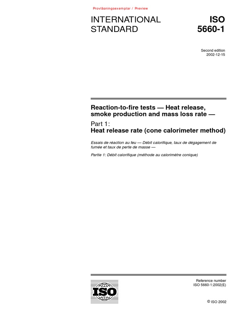 ISO 5660-1 Reaction To Fire Test | PDF | International Organization For ...