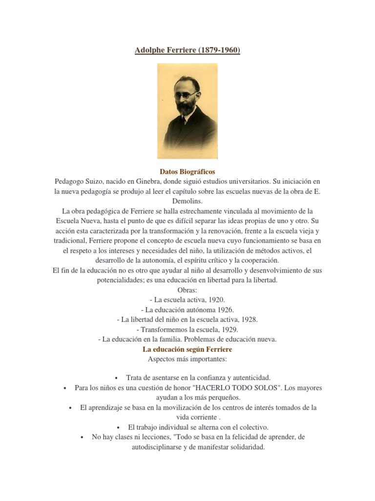 Adolphe Ferriere | PDF | Epistemología | Cognición