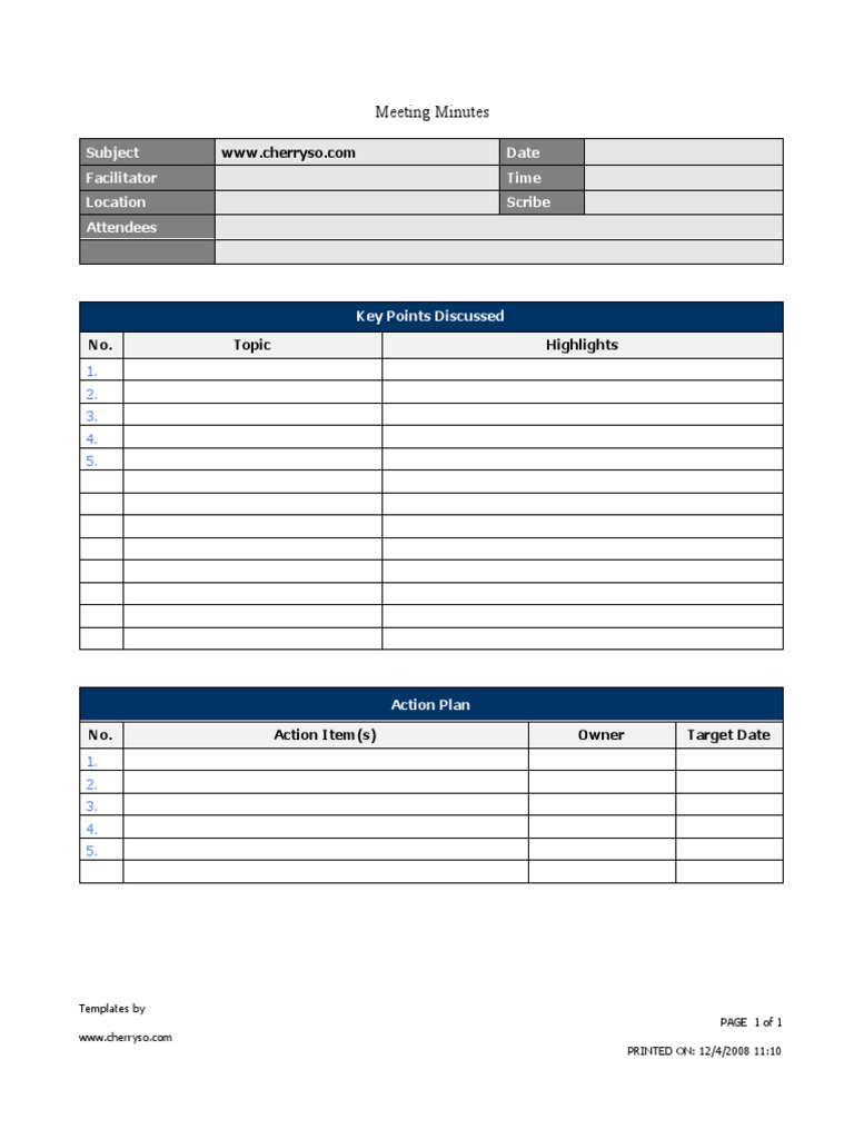 Sample Meeting Minutes Template | PDF