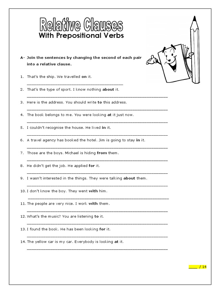 Relative Clauses with Prepositions Exercises | PDF | Syntactic ...