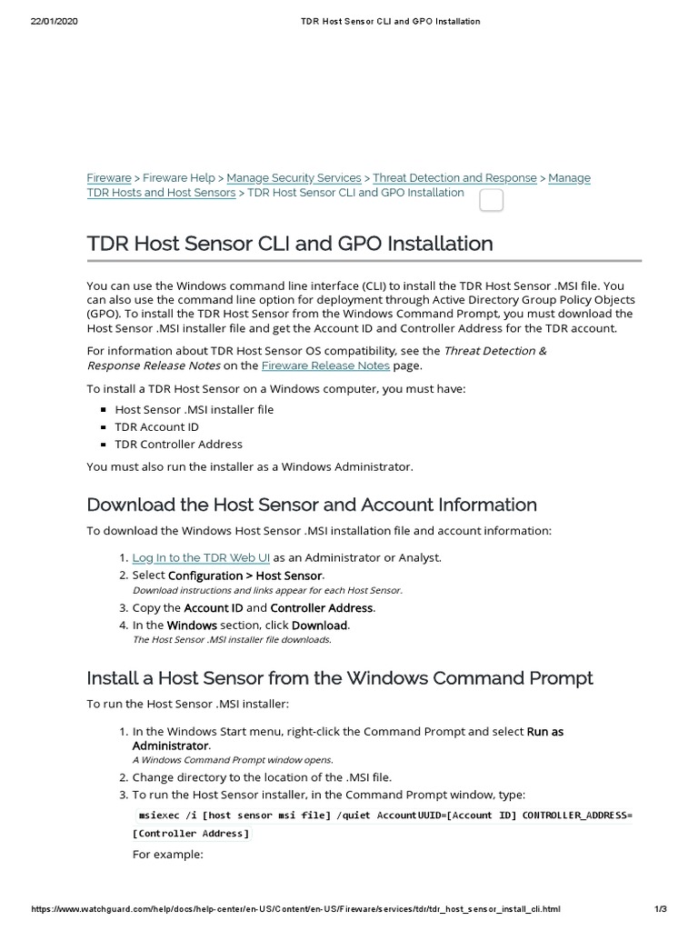 TDR Host Sensor CLI and GPO Installation | PDF | Command Line Interface ...