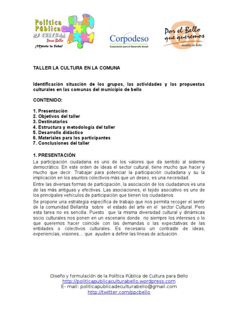 Taller Comunal | PDF | Participación pública | Diseño