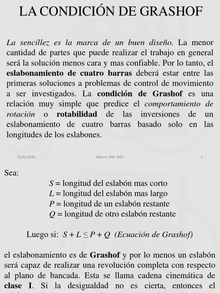 Unidad 1 Condicionesde Grashof | PDF | Cinemática | Ingeniería mecánica