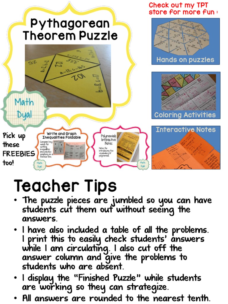 Pythagorean Theorem Tarsia Puzzle | PDF | Communication