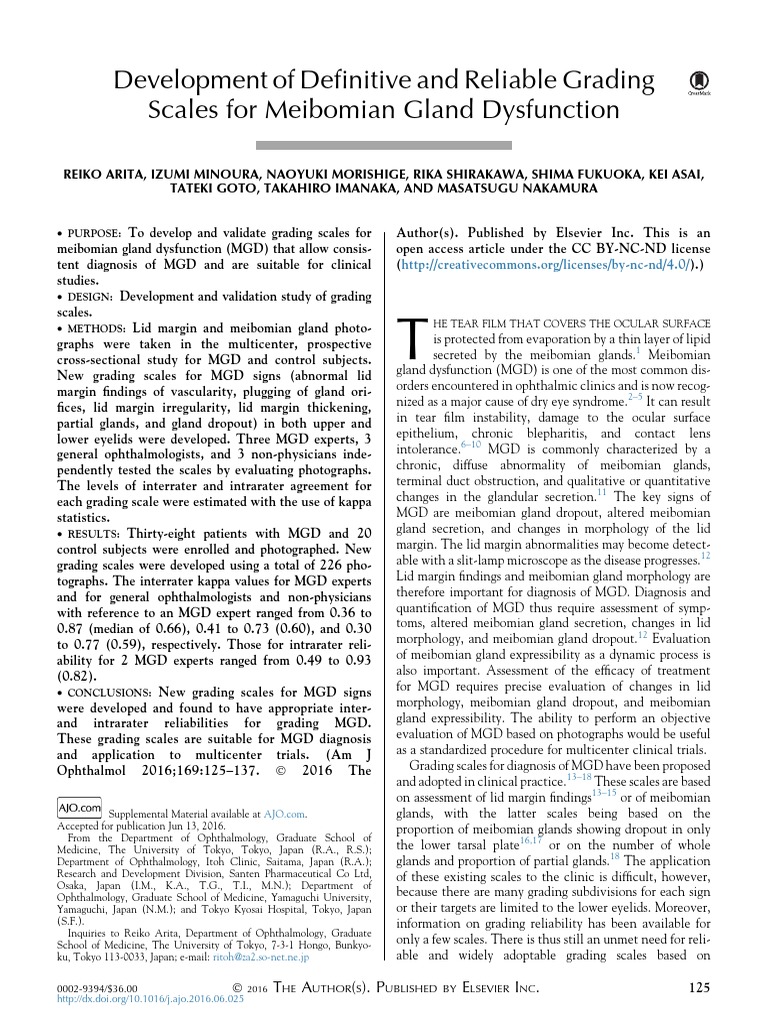 New Grading Scales for MGD Diagnosis | PDF | Receiver Operating ...