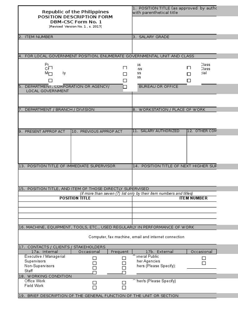 DBM-CSC-Form-No-1-Position-Description-Forms-A4-BLANK | Government ... DBM-CSC-Form-No-1-Position-Description-Forms-A4-BLANK | Government ...