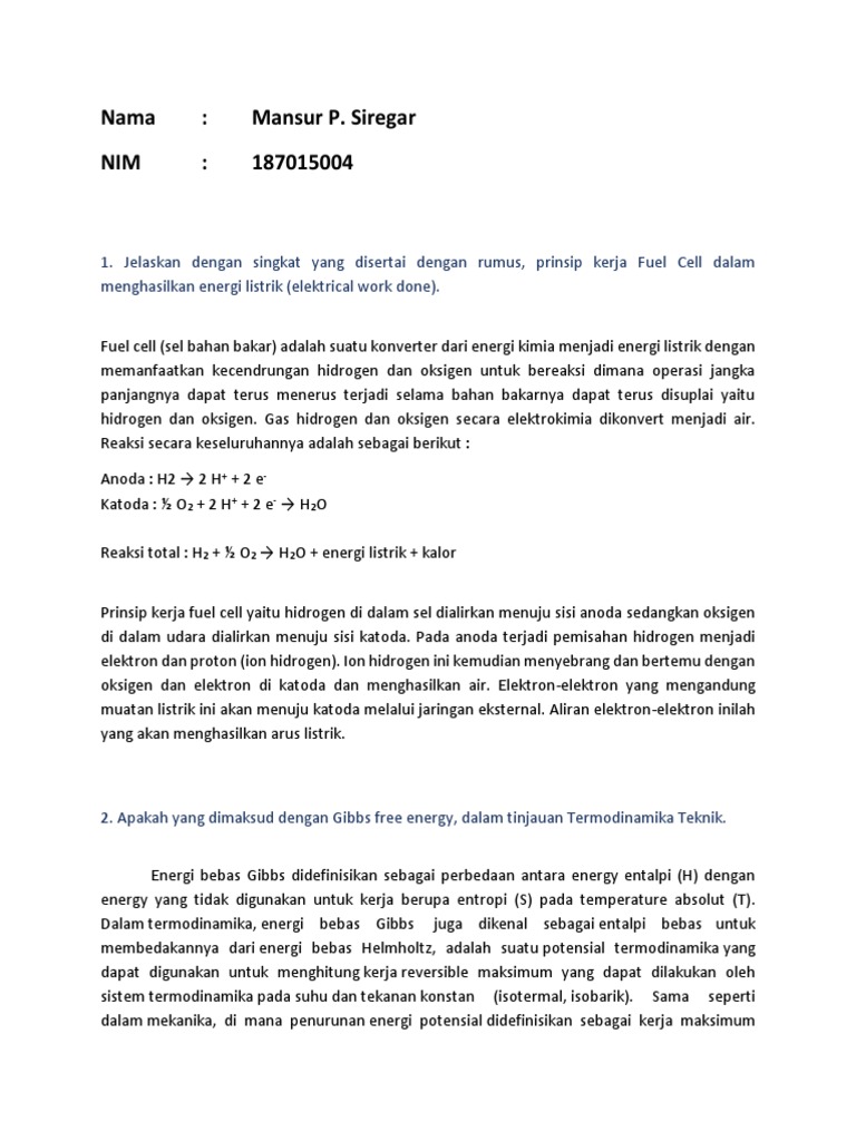 Prinsip Dasar Fuel Cell 1 | PDF | Teknologi & Rekayasa