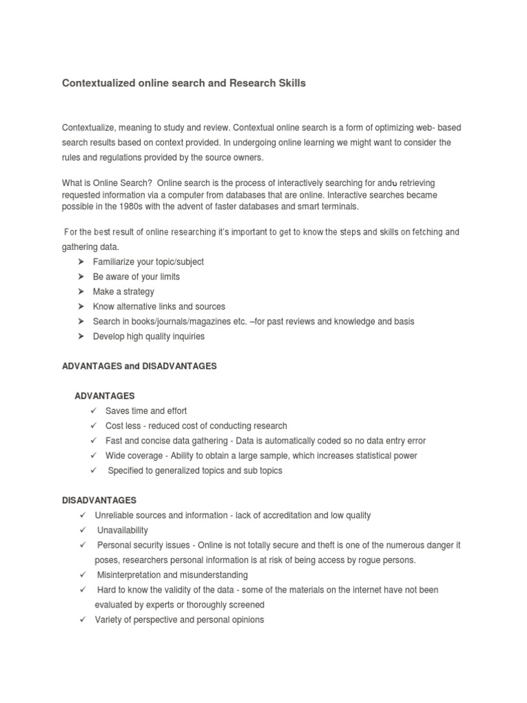 Contextualized Online Search Skills Guide | PDF | Internet | Data