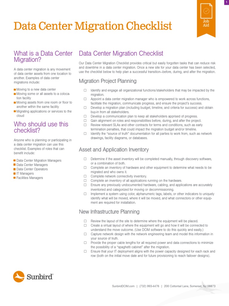 Data Center Migration Checklist PDF | PDF | Data Center | Application ...