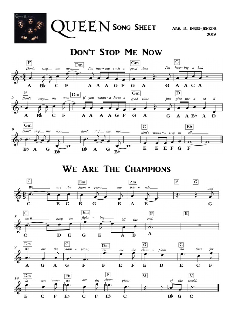 QUEEN Keyboard Song Sheet K Innes PDF | PDF | Art