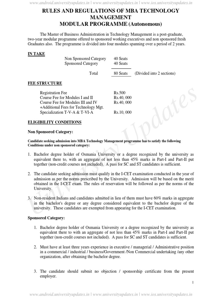 MBA Technology Management Syllabus OU | PDF | Market Segmentation ...