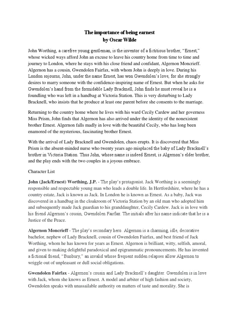 The Importance of Being Earnest | PDF | The Importance Of Being Earnest