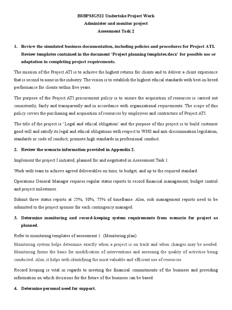 BSBPMG522 Assessment Task 2 | PDF | Risk Management | Goal