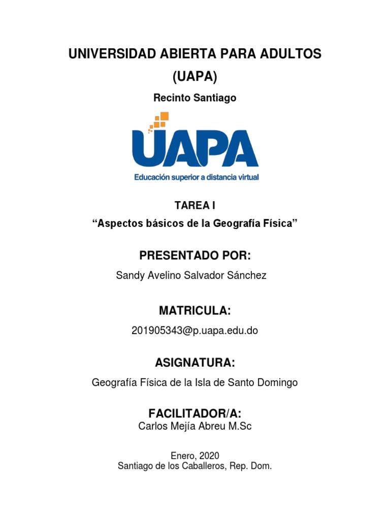 TAREA I - Geografía Física de La Isla de Santo Domingo - SANDY | PDF | Geografía Física | Geografía