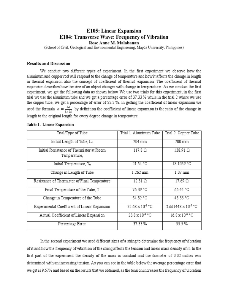 Lab Report 4 | PDF | Thermal Expansion | Tension (Physics)