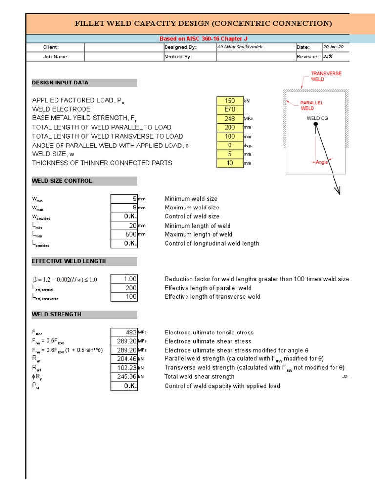 Weld Design Spreadsheet | Download Free PDF | Welding | Construction