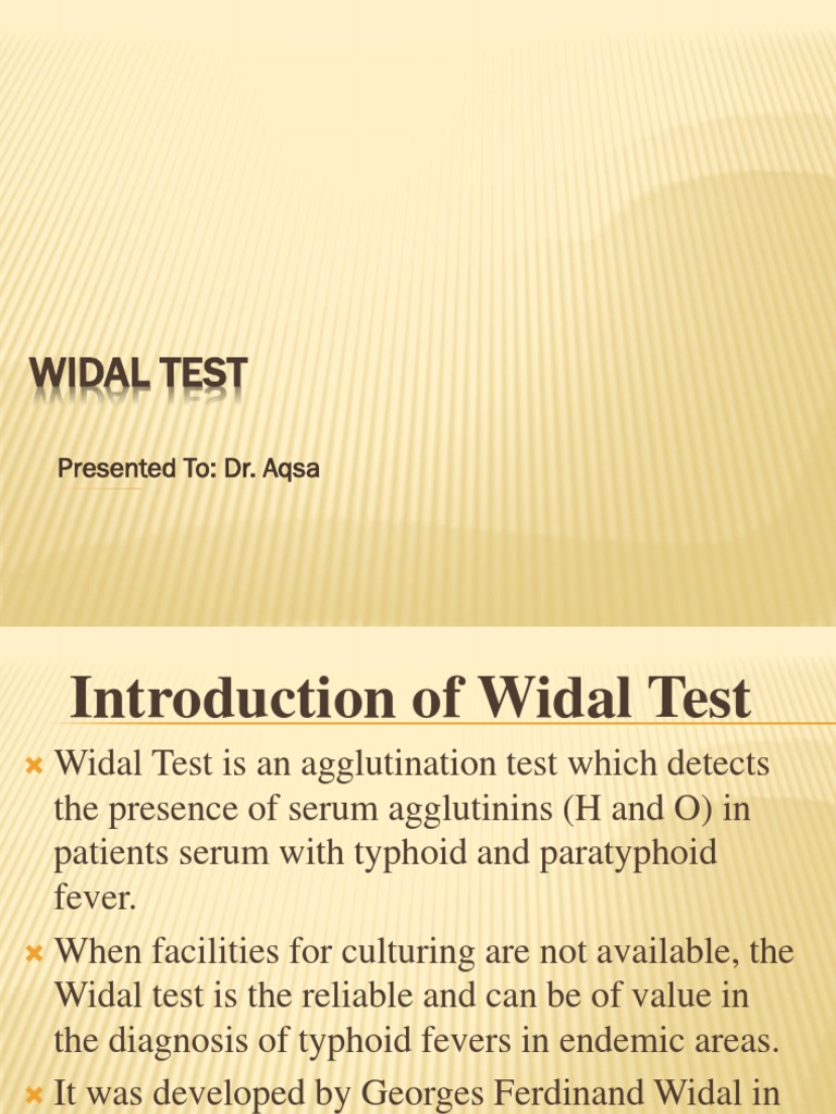 Widal | Download Free PDF | Infection | Clinical Pathology