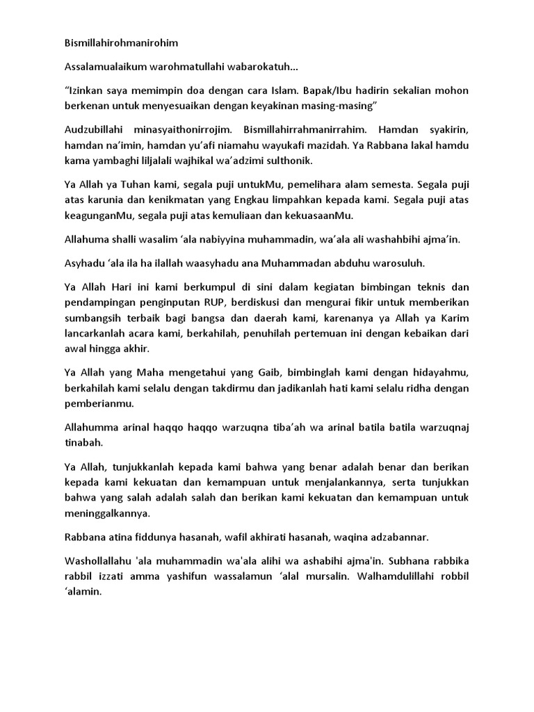 Doa Pembuka Rapat RUP PDF | PDF