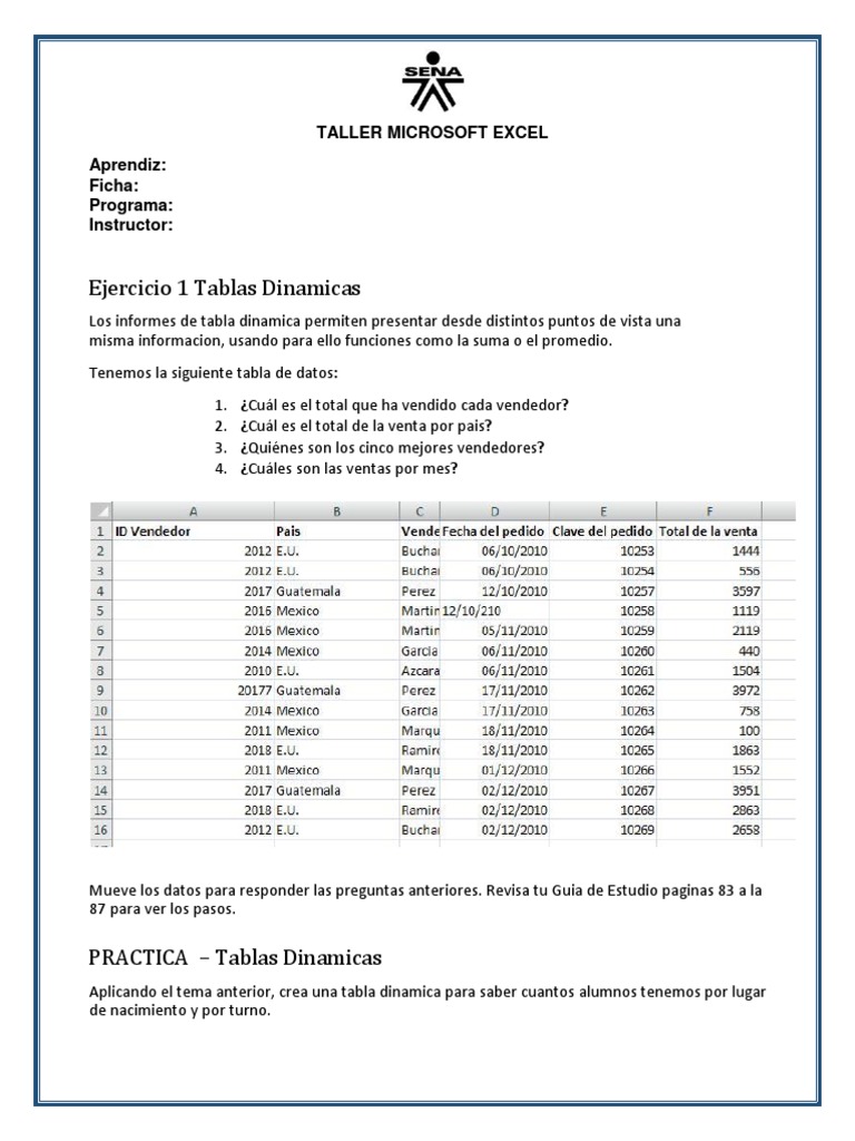 Taller Excel 3 - Tablas Dinamicas | PDF