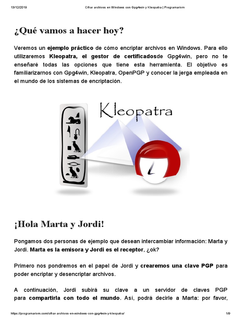 Manual Kleopatra PDF | PDF | Clave (criptografía) | Criptografía