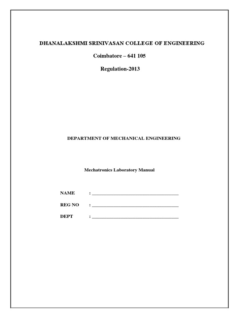 Me 6712 - Mechatronics Laboratory PDF | PDF | Electrical Engineering | Mechanical Engineering