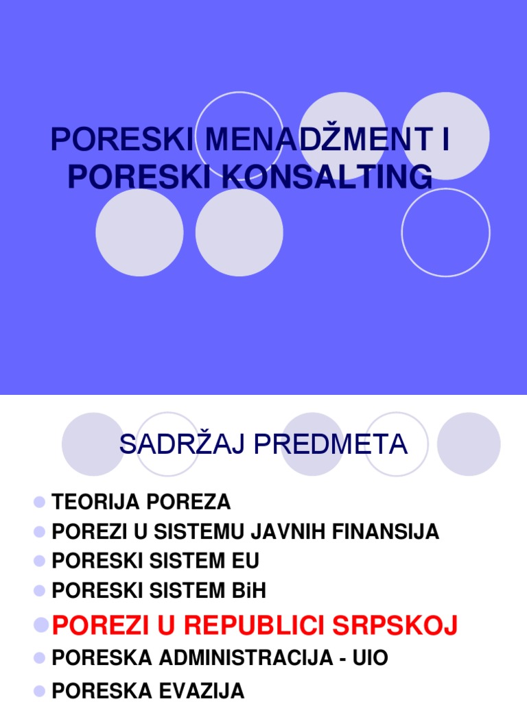5.porezi U Republici Srpskoj (Direktni Porezi) | PDF