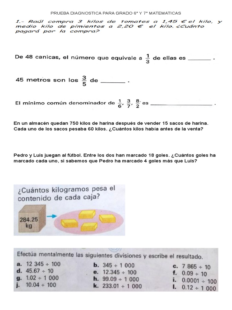 Prueba Diagnostica para Grado 6 | PDF