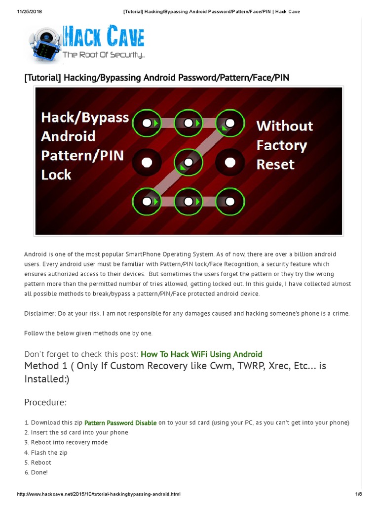 (Tutorial) Hacking - Bypassing Android Password - Pattern - Face - PIN - Hack Cave PDF | PDF ...