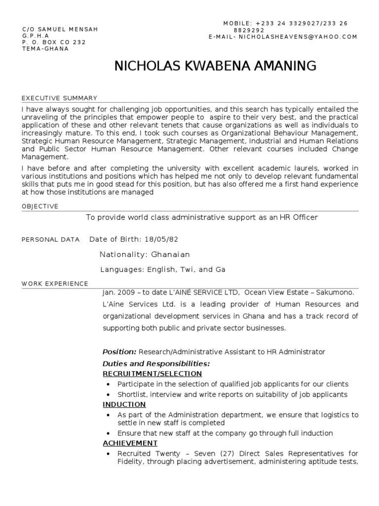 Kwabena CV | PDF | Human Resources | Ghana