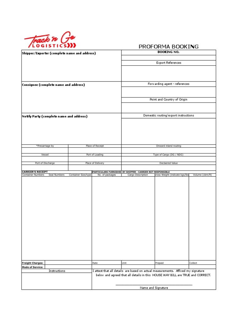 Proforma Booking | PDF
