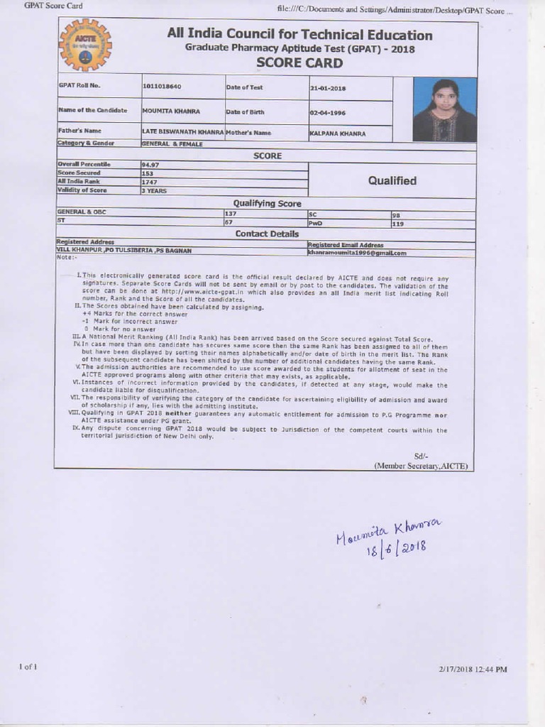 Gpat Score PDF | PDF