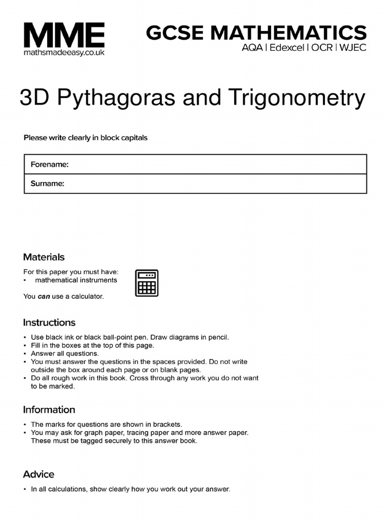 3D Trigonometry in Practice: Solving for Unknown Lengths and Angles in ...