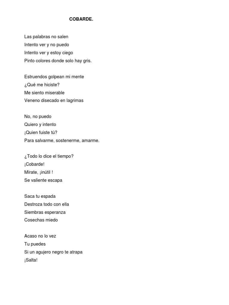 POEMA COBARDE - Plantel18 PDF | PDF
