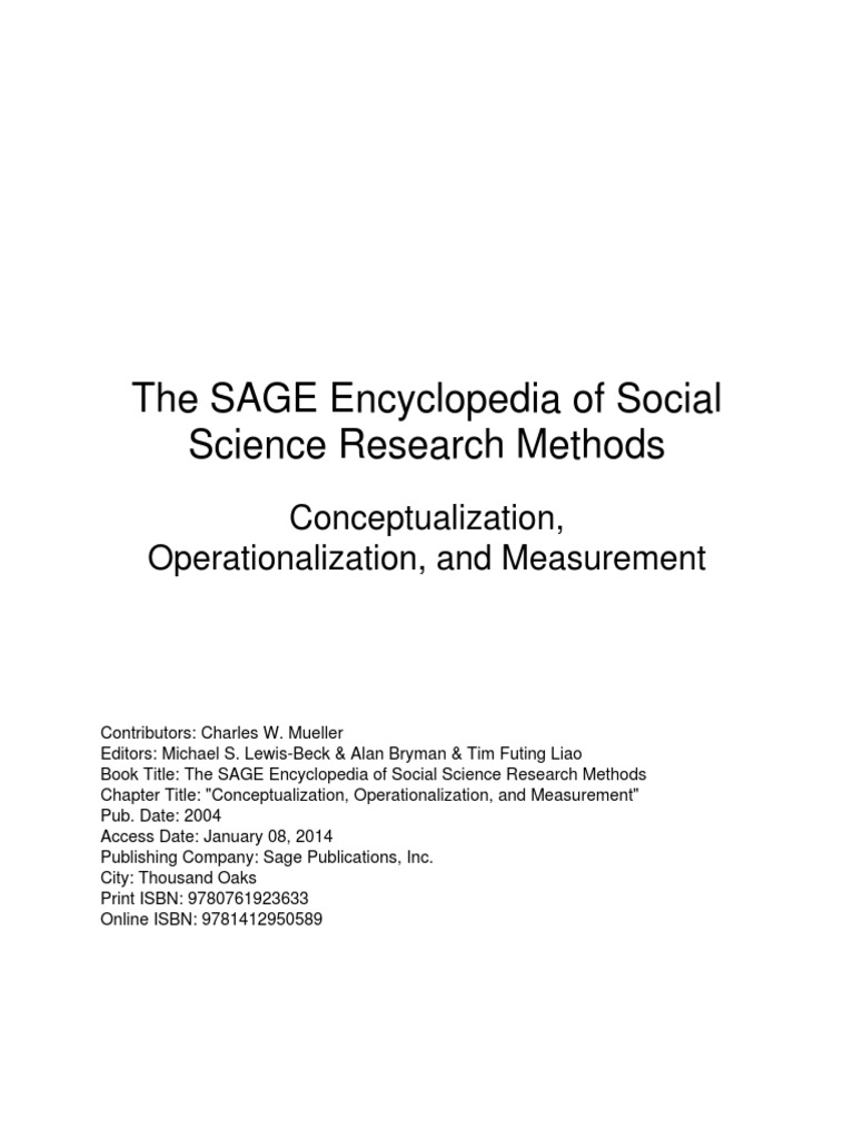 Sage Encyclopedia Of Social Research Methods Conceptualization